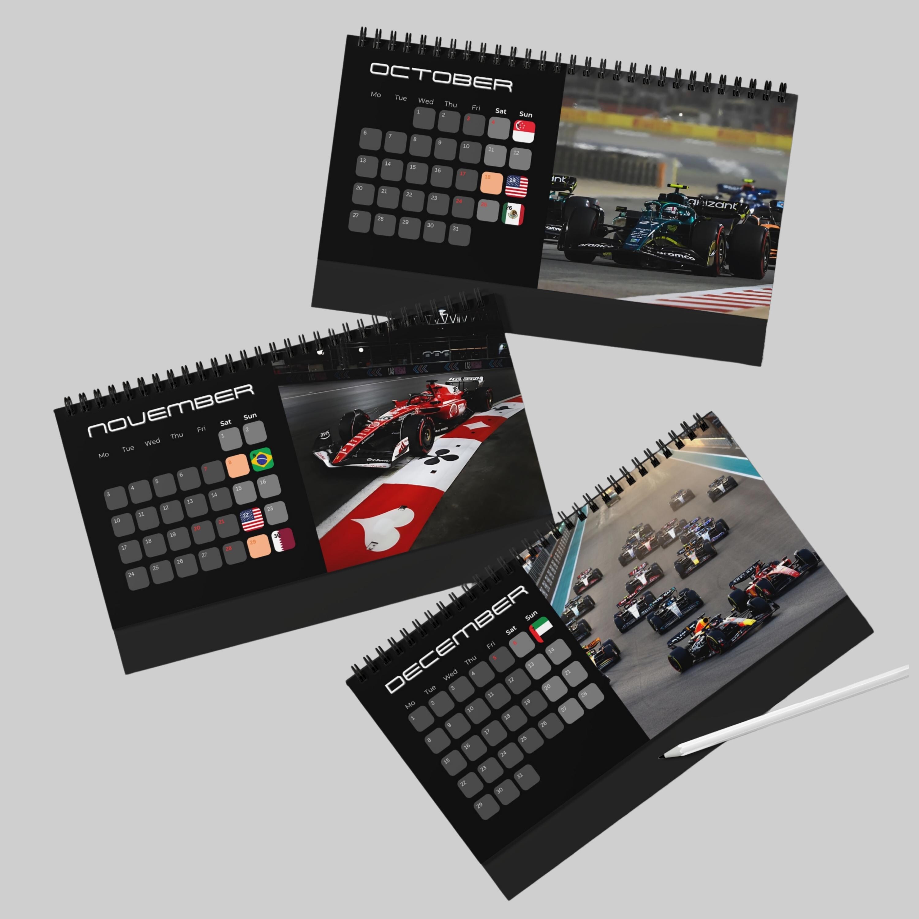 2025 F1 Desk Calendar, Formula 1 Calendar, F1 Race Calendar, F1 Gift ...