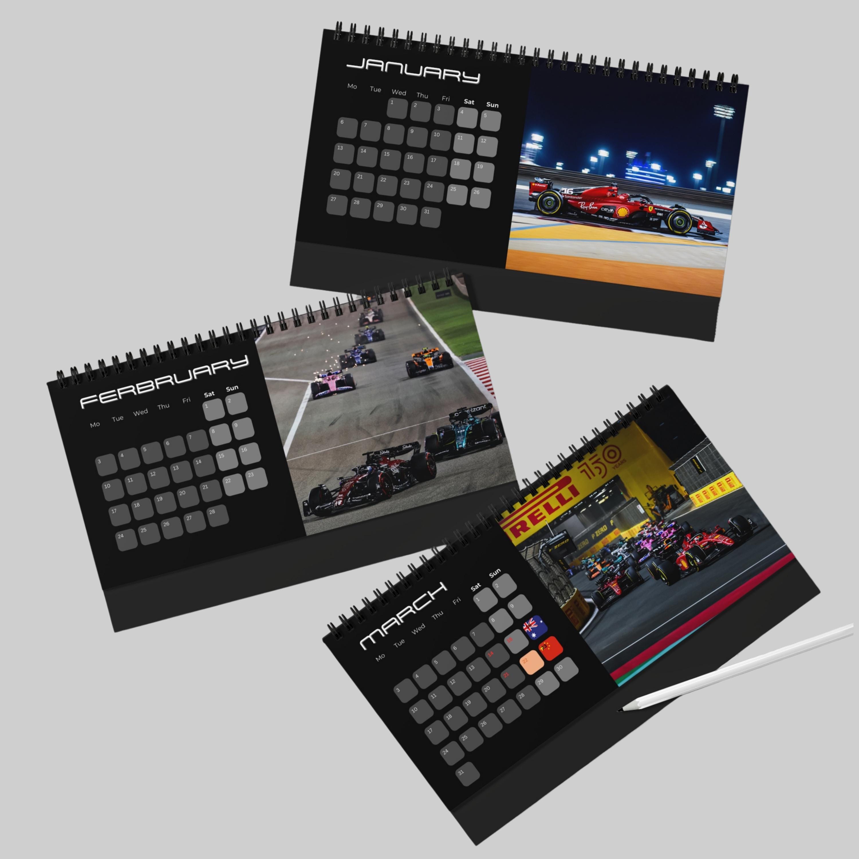 2025 F1 Desk Calendar, Formula 1 Calendar, F1 Race Calendar, F1 Gift ...