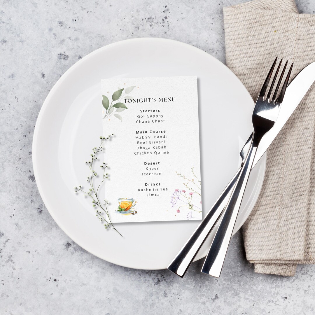 Custom Desi Wedding Menu Card Desi Wedding Table Menu Floral Desi ...