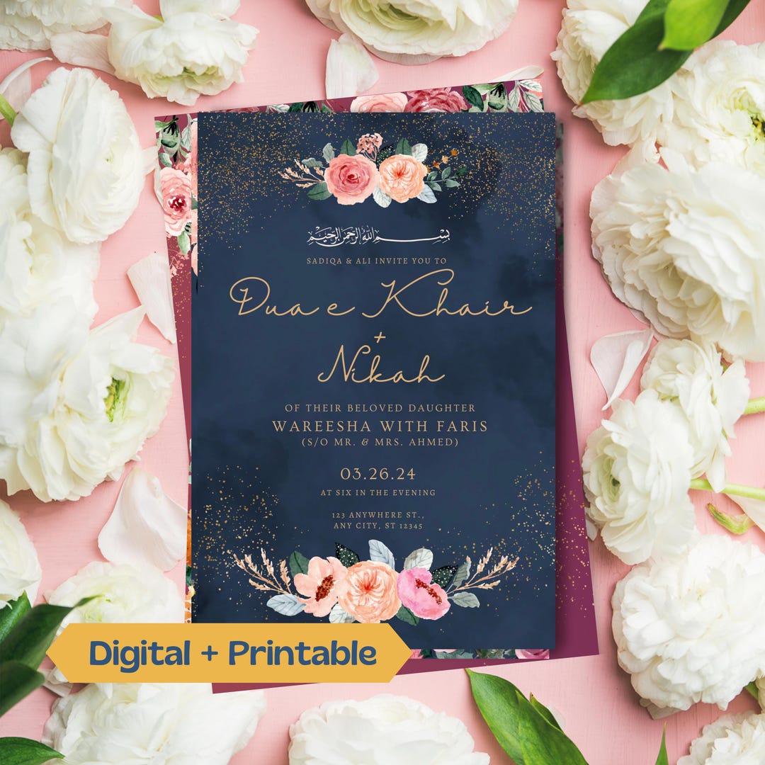 Nikkah Invitation Digital Muslim Wedding Invitation Card Nikah Invite ...