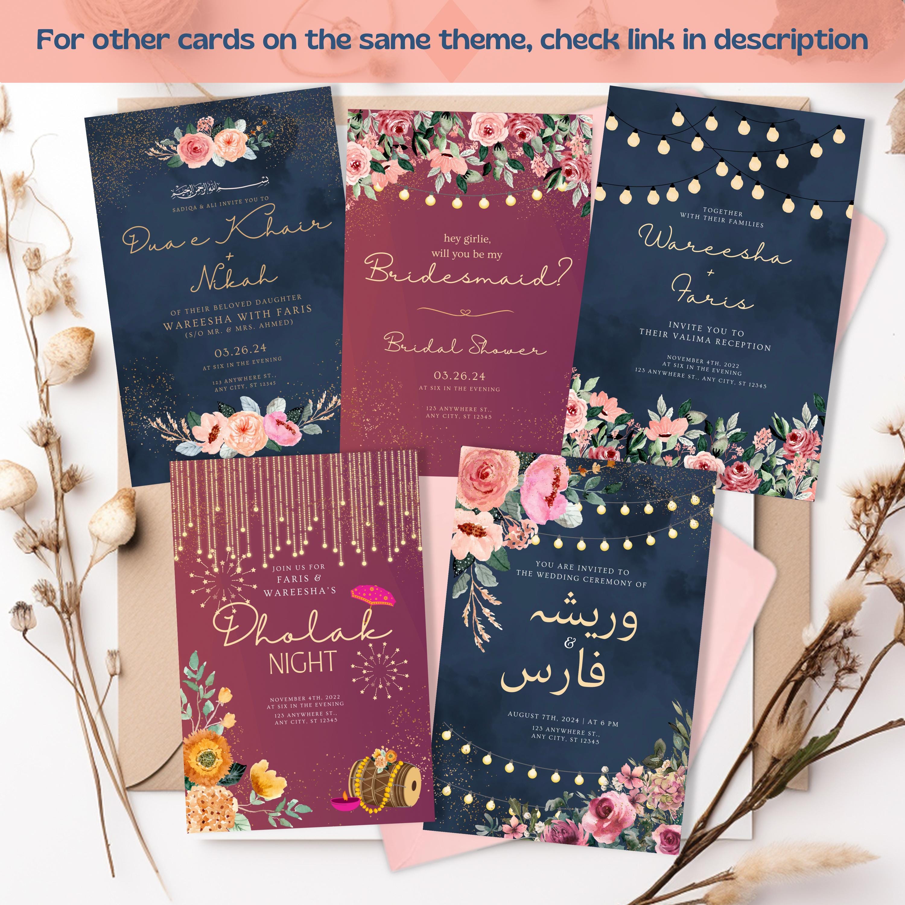 Floral Walima Invitation: Muslim Wedding Reception Template (digital ...