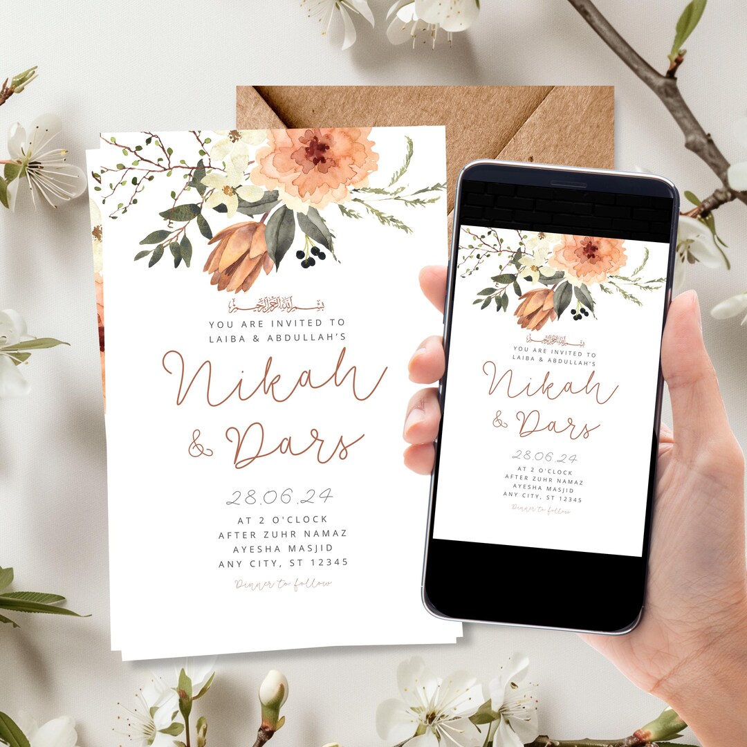 Nikkah Invitation Digital Nikkah Invite Card Nikkah Invite Template ...