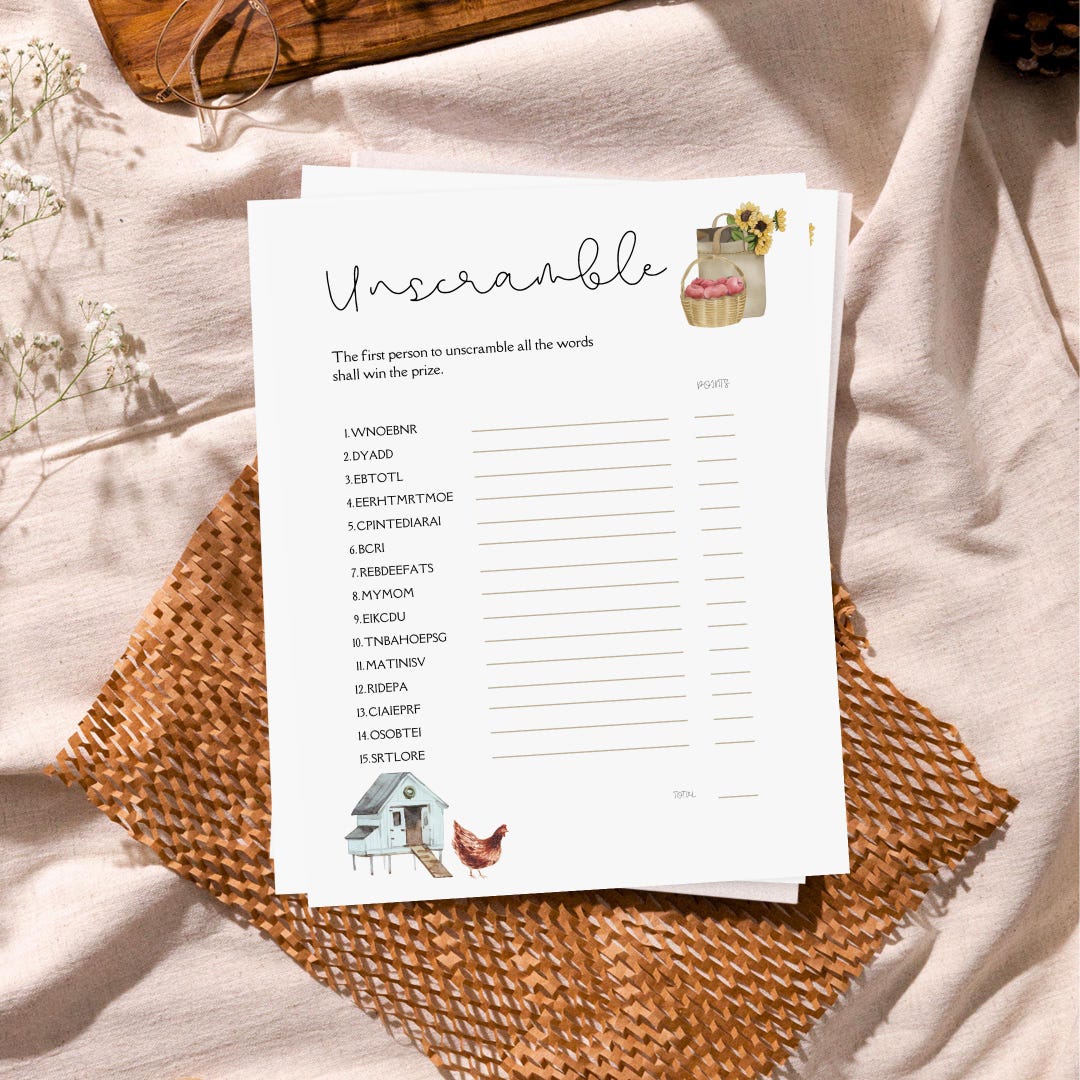Baby Shower Word Scramble Game Printable Word Scramble Baby Shower Game ...