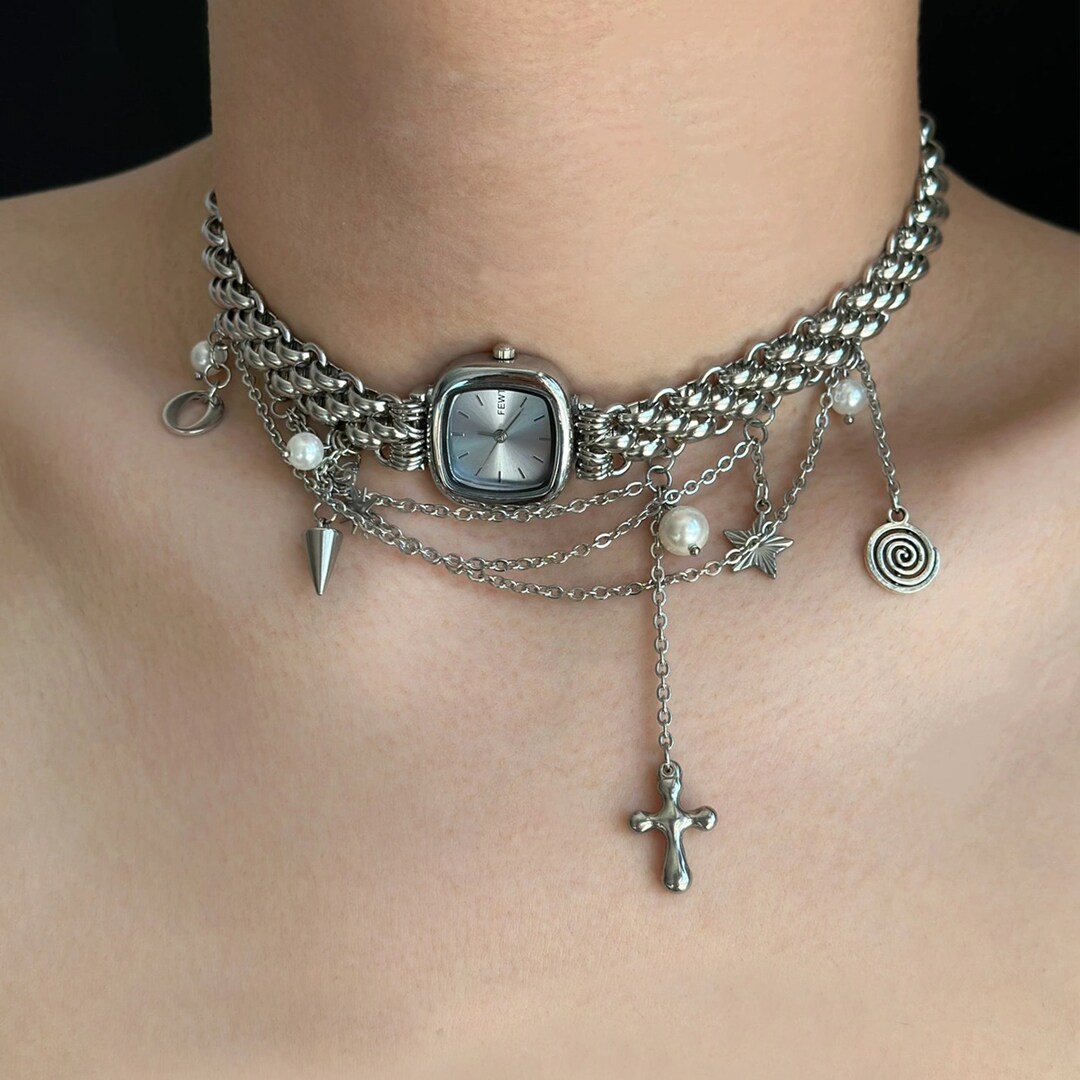Vintage Watch Choker Necklace, Clock Whimsical Neckalce,fancy Choker ...