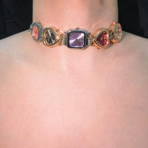 Purple Watch Face Choker Necklace,stainless Steel Clock Choker,kpop ...