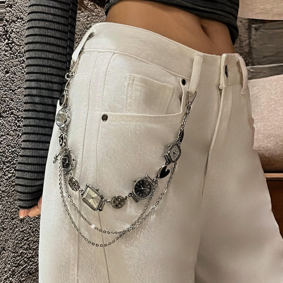 Unisex Watch Face Punk Belt Chain Y2K Pants Chain Aesthetic Waist ...