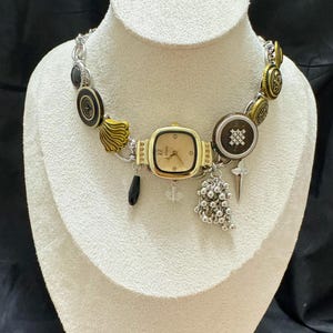 Gold Watch Choker Necklace,vintage Clock Jewelry,stuburt Charm ...