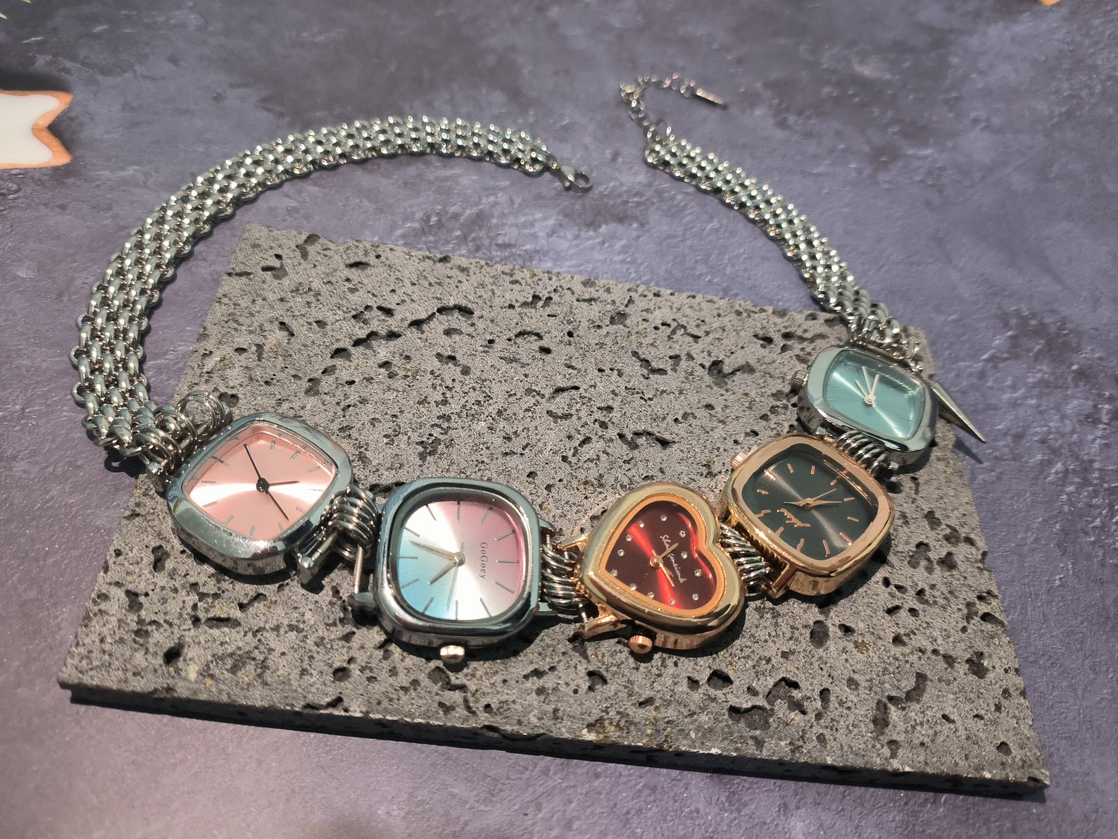 Five Different Watch Faces Choker Necklace,unique Clock Necklace,heart ...