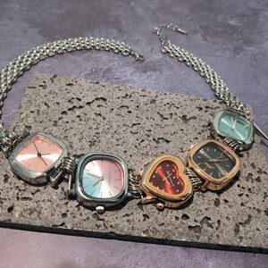 Five Different Watch Faces Choker Necklace,unique Clock Necklace,heart ...
