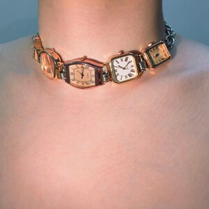 Retro Watch Choker Necklace,metallic Clock Jewelry,vintage Gold Watch ...