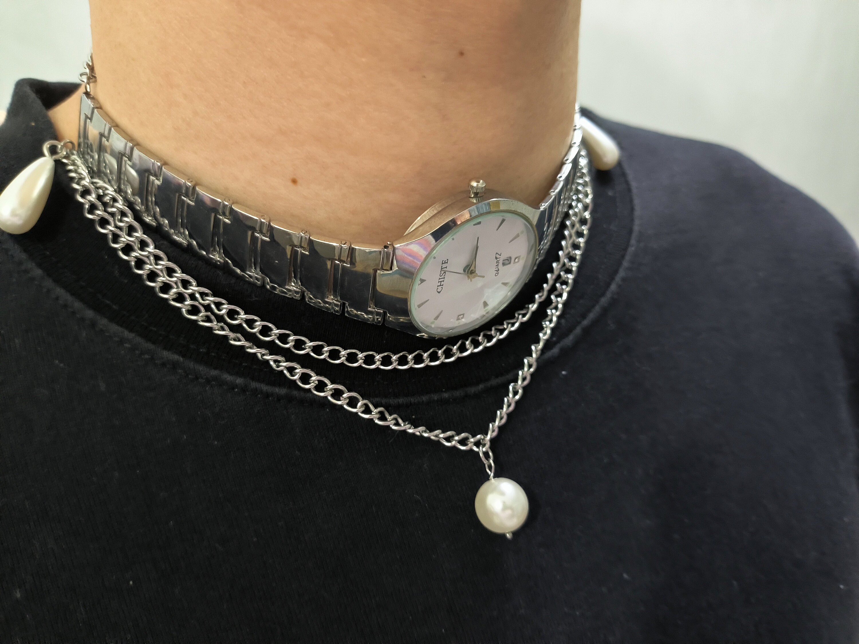 Whimsigoth Watch Choker Necklace,clock Chain Necklace,goth Choker ...