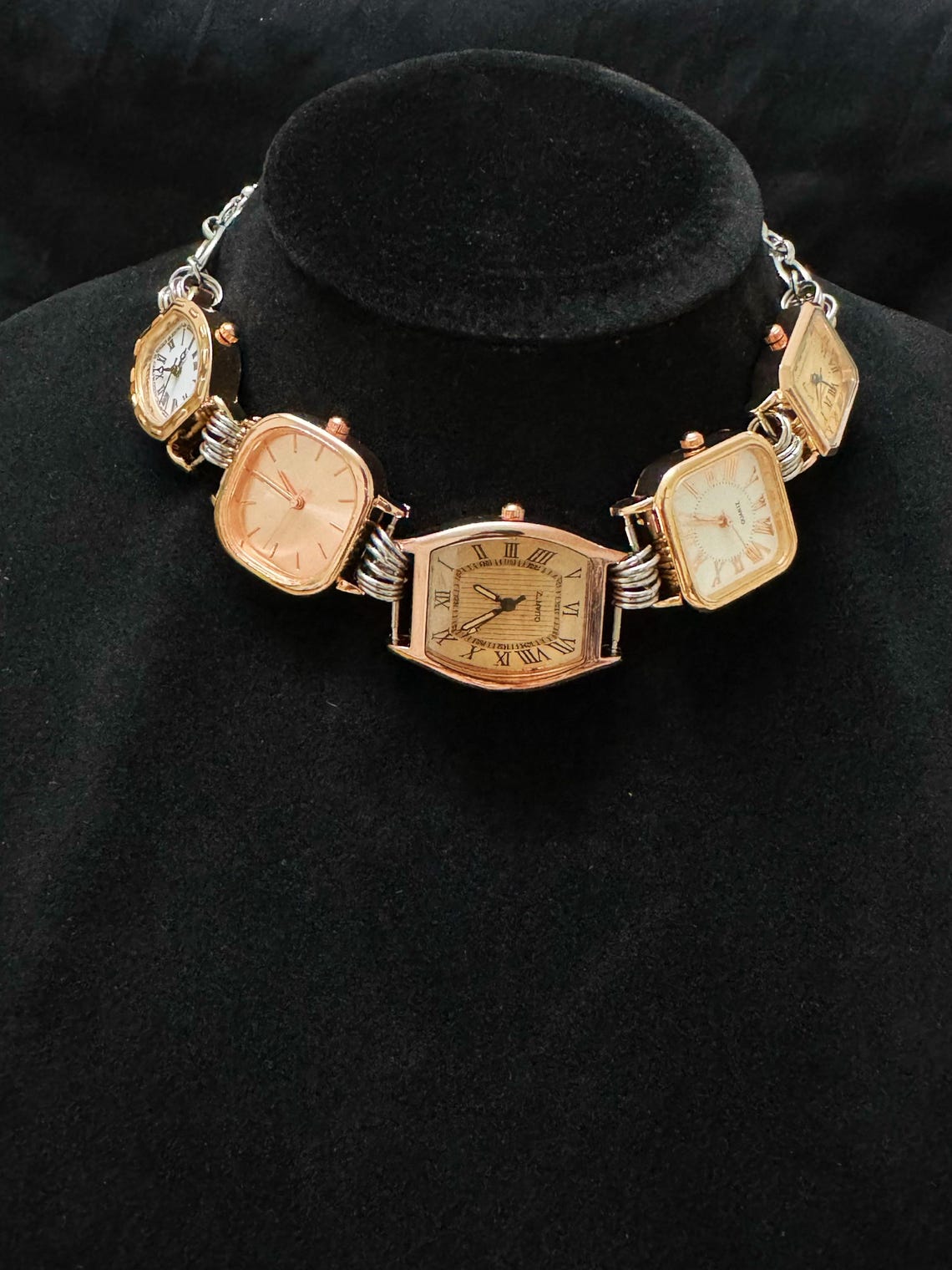 Retro Watch Choker Necklace,metallic Clock Jewelry,vintage Gold Watch ...