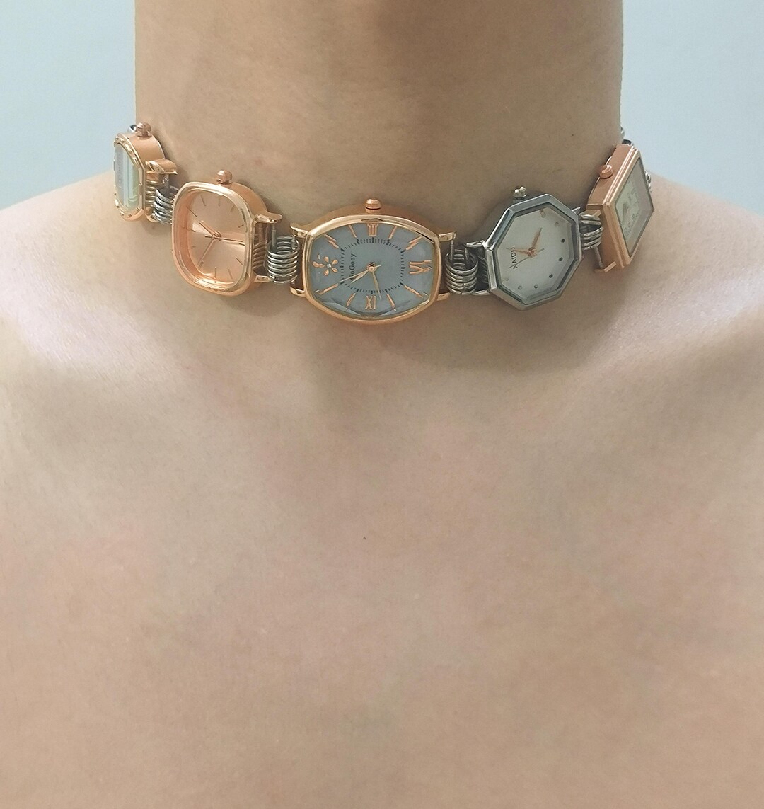Vintage Watch Choker Necklace, Clock Whimsical Neckalce,fancy Choker ...