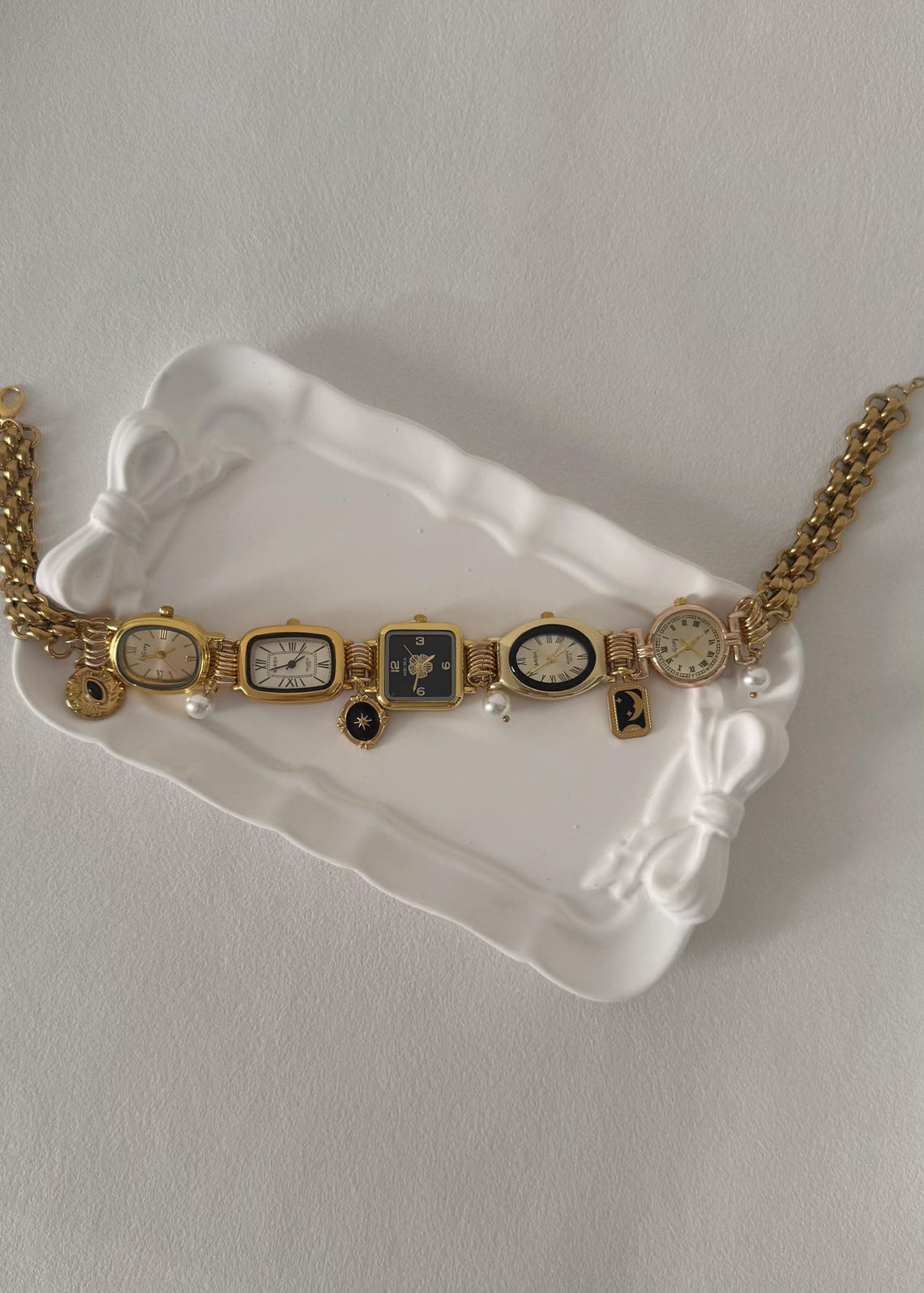 Black Watch Choker Necklace,vintage Clock Choker With Layered Chainpunk ...