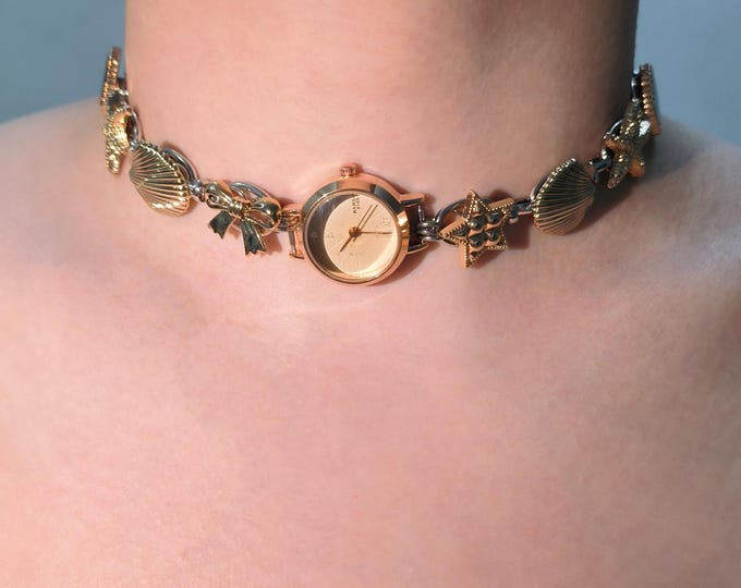 Five Different Watch Faces Choker Necklace,unique Clock Necklace,heart ...