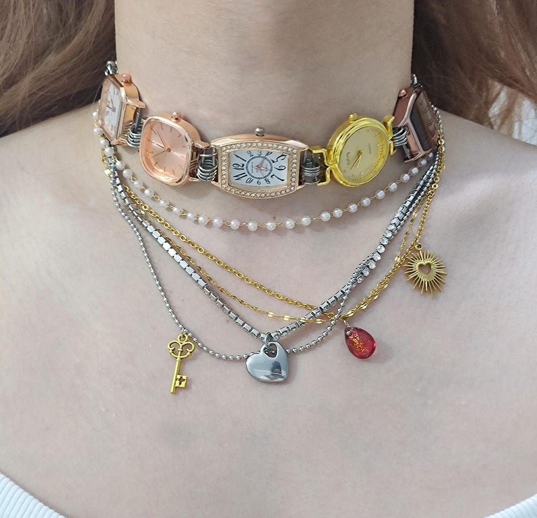 Retro Watch Choker,muti-layered Chain Watch Choker,glod Gorgeous Prom ...