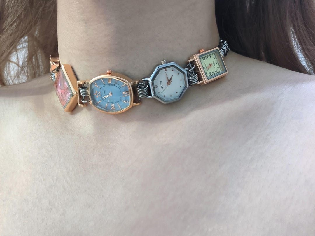 Vintage Watch Choker Necklace, Clock Whimsical Neckalce,fancy Choker ...