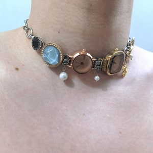 Asymmetric Watch Faces Choker Necklace,button Bead Choker Jewelry ...