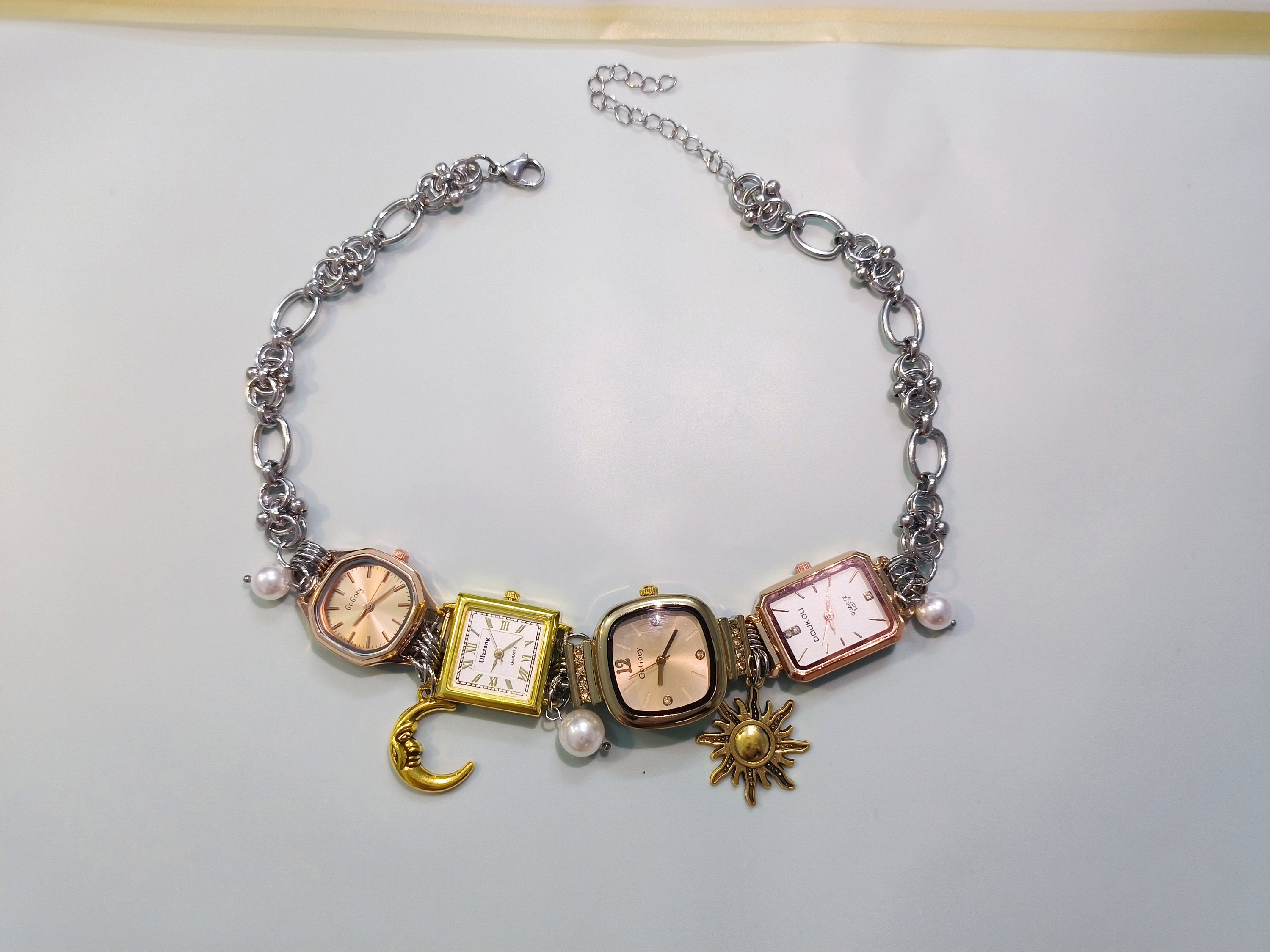 Three Gold Watch Choker Necklace,punk Watch Face Necklace,art Inspired ...