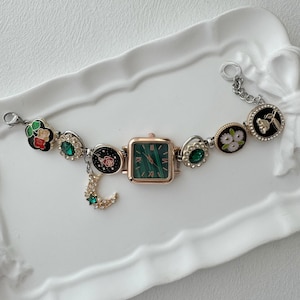 Vintage Design Charm Watch Bracelet | Unique Button Bead Bracelets ...