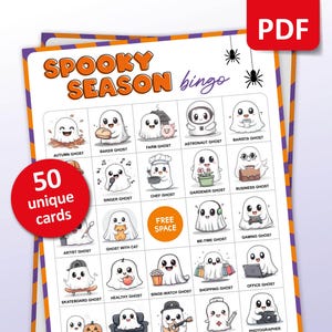 Ghost Halloween Bingo, 50 Spooky Season Bingo Cards, Halloween ...