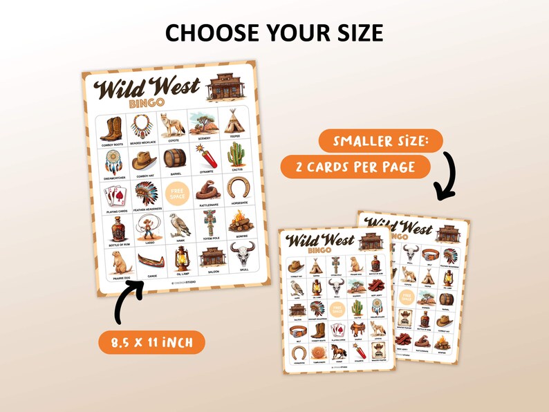 Wild West Bingo, 50 Bingo Cards, Native American Printable Party Game ...