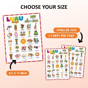 Hawaiian Luau Bingo, 50 Bingo Cards, Aloha Birthday Party Game ...