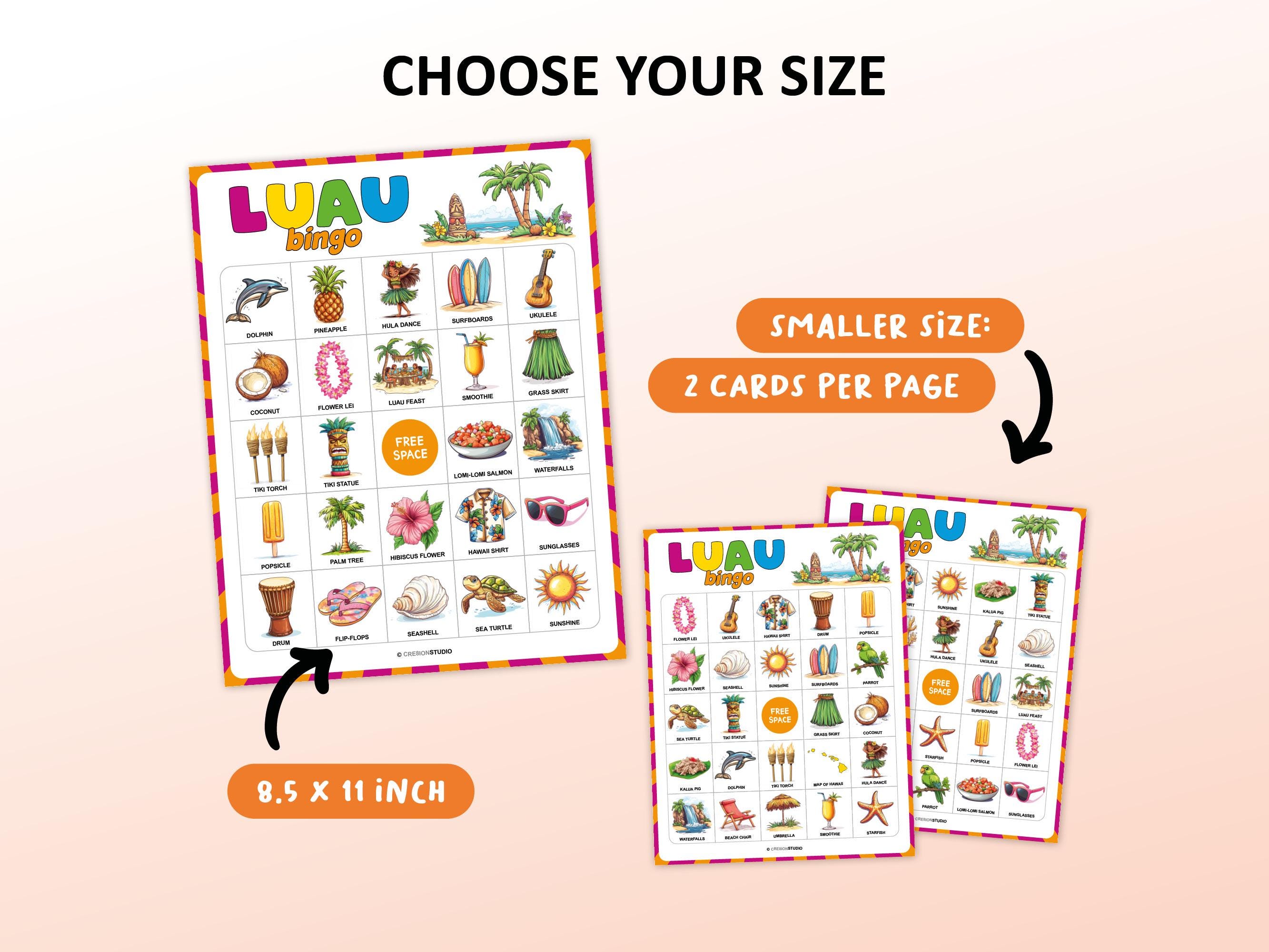 Hawaiian Luau Bingo, 50 Bingo Cards, Aloha Birthday Party Game ...