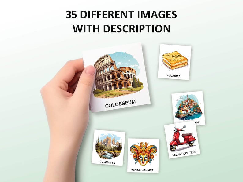Italy Travel Bingo Game, 50 Italy Bingo Cards, Travel Trip Vacation ...