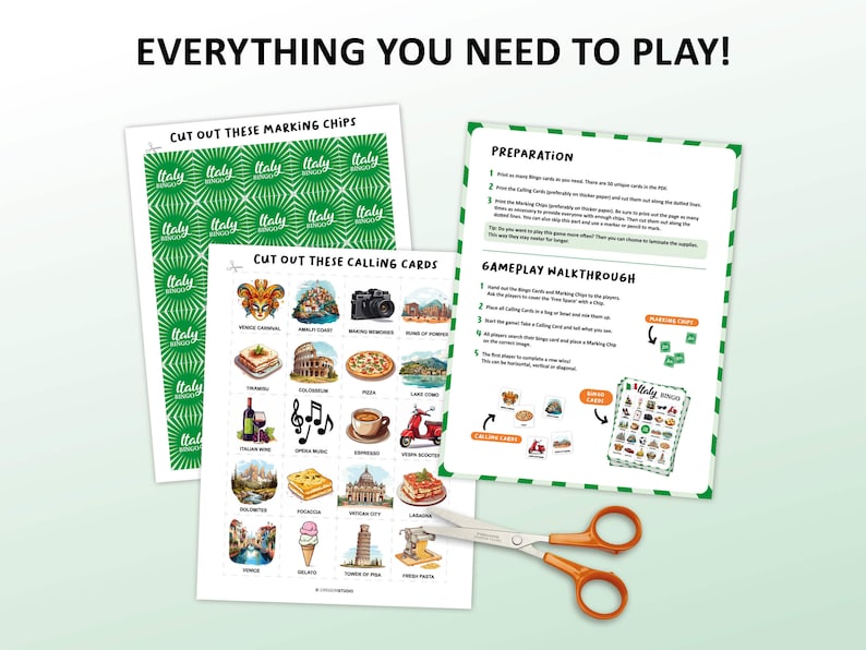 Italy Travel Bingo Game, 50 Italy Bingo Cards, Travel Trip Vacation ...