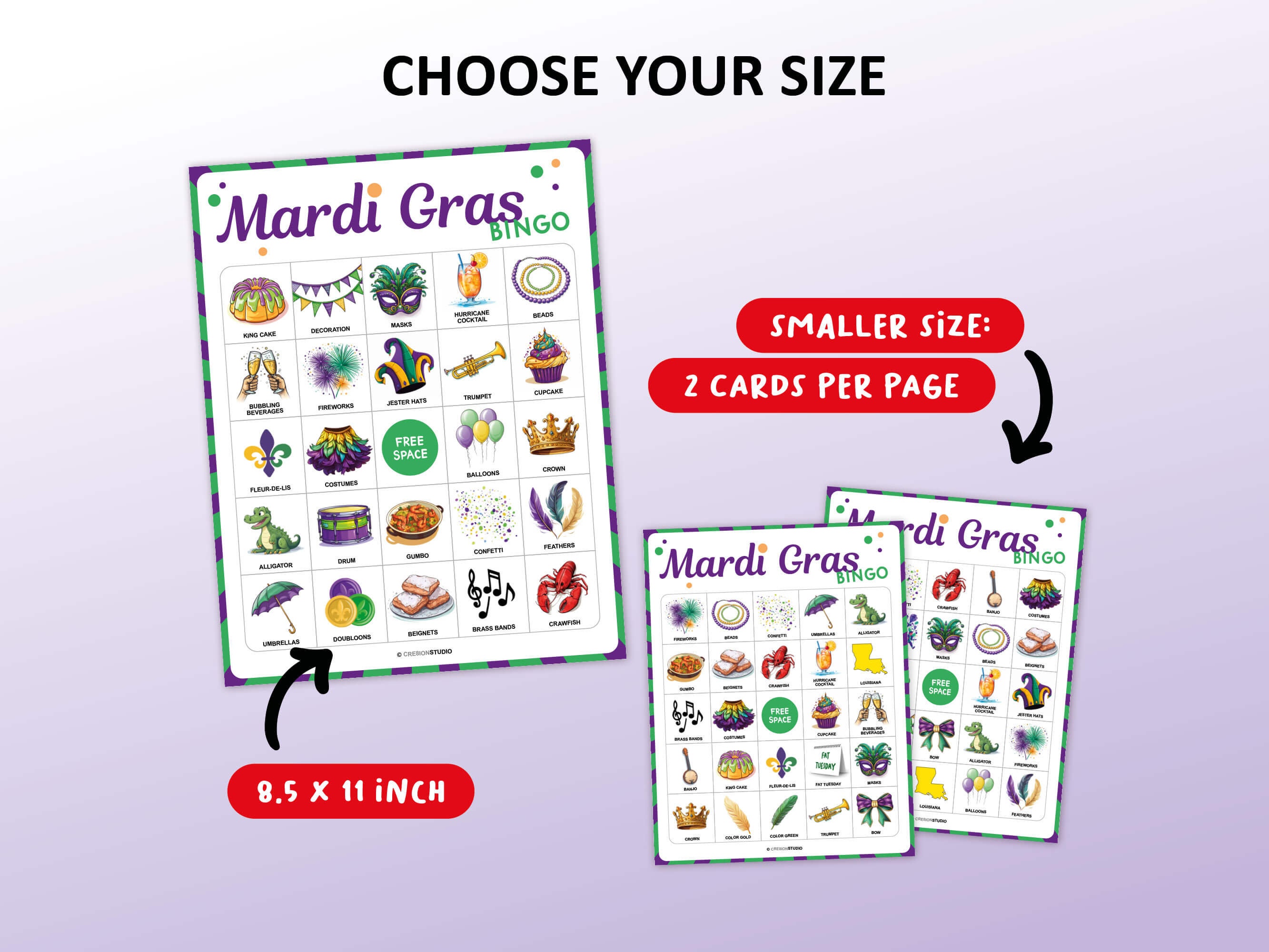 Mardi Gras Bingo, 50 Carnival Bingo Cards, Party Game for Kids and ...