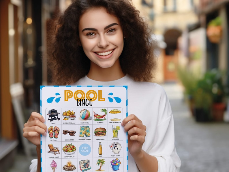 Pool Party Game, 50 Bingo Cards, Summer Activities, Digital Download ...