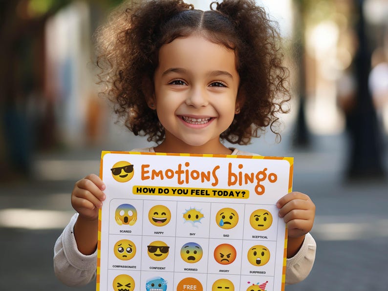 Emotions Bingo, 50 Bingo Cards, Learning Feelings for Kids Party Game ...