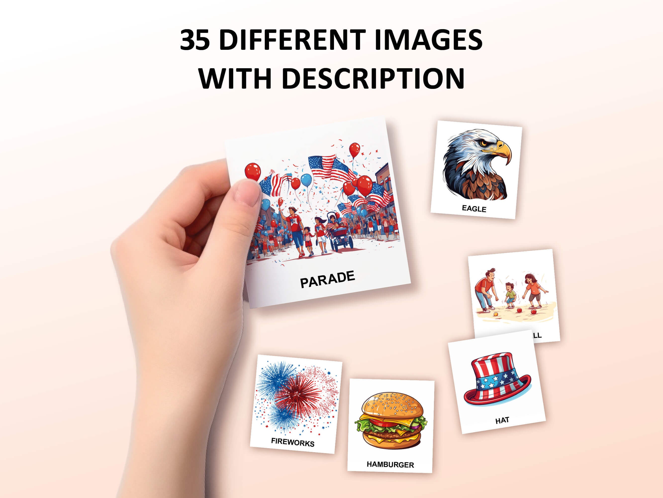 4th of July Bingo, 50 Independence Day Bingo Cards, Party Game for Kids ...