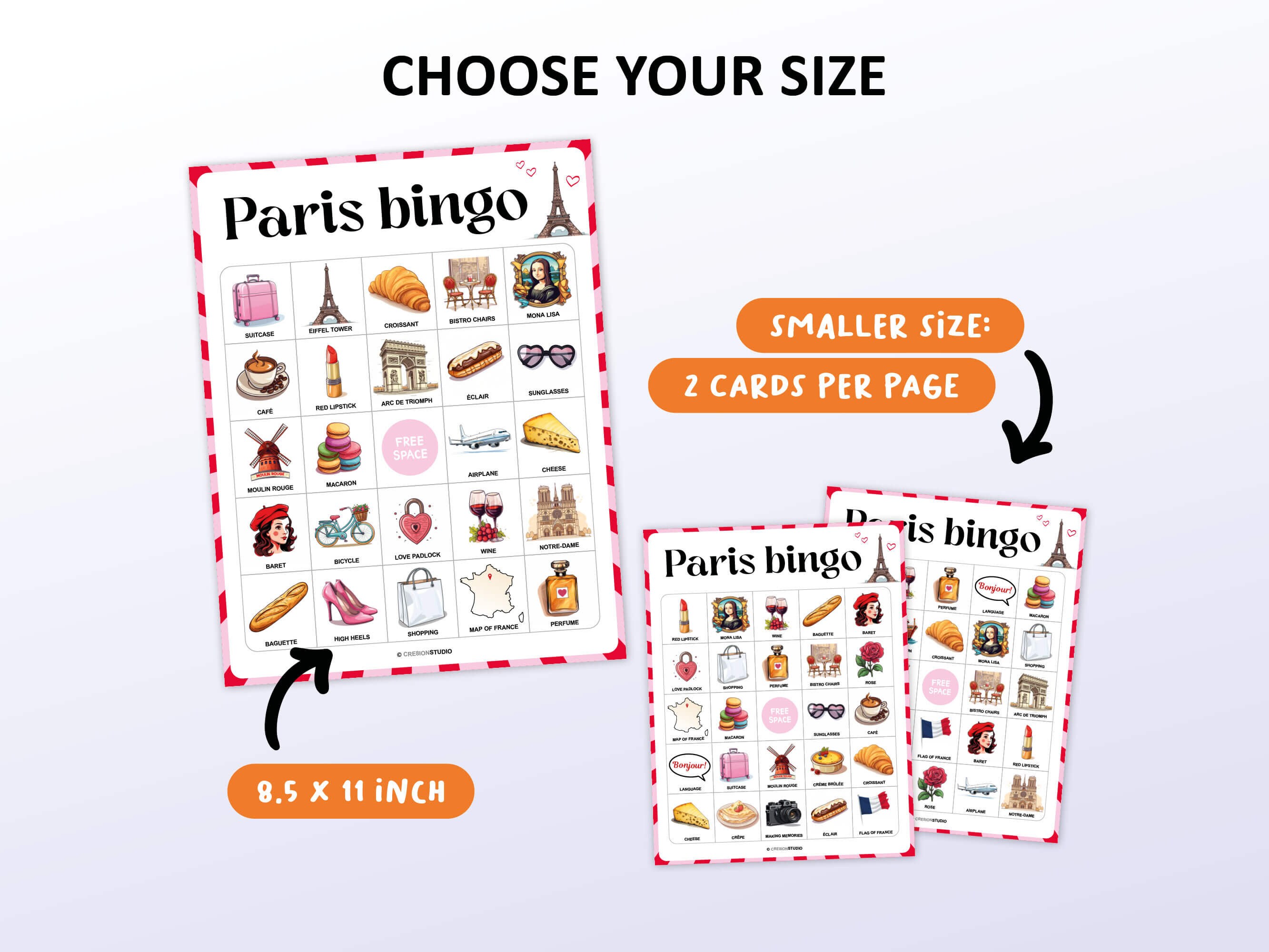 Paris Travel Bingo Game, 50 Paris Bingo Cards, Travel Trip Vacation ...