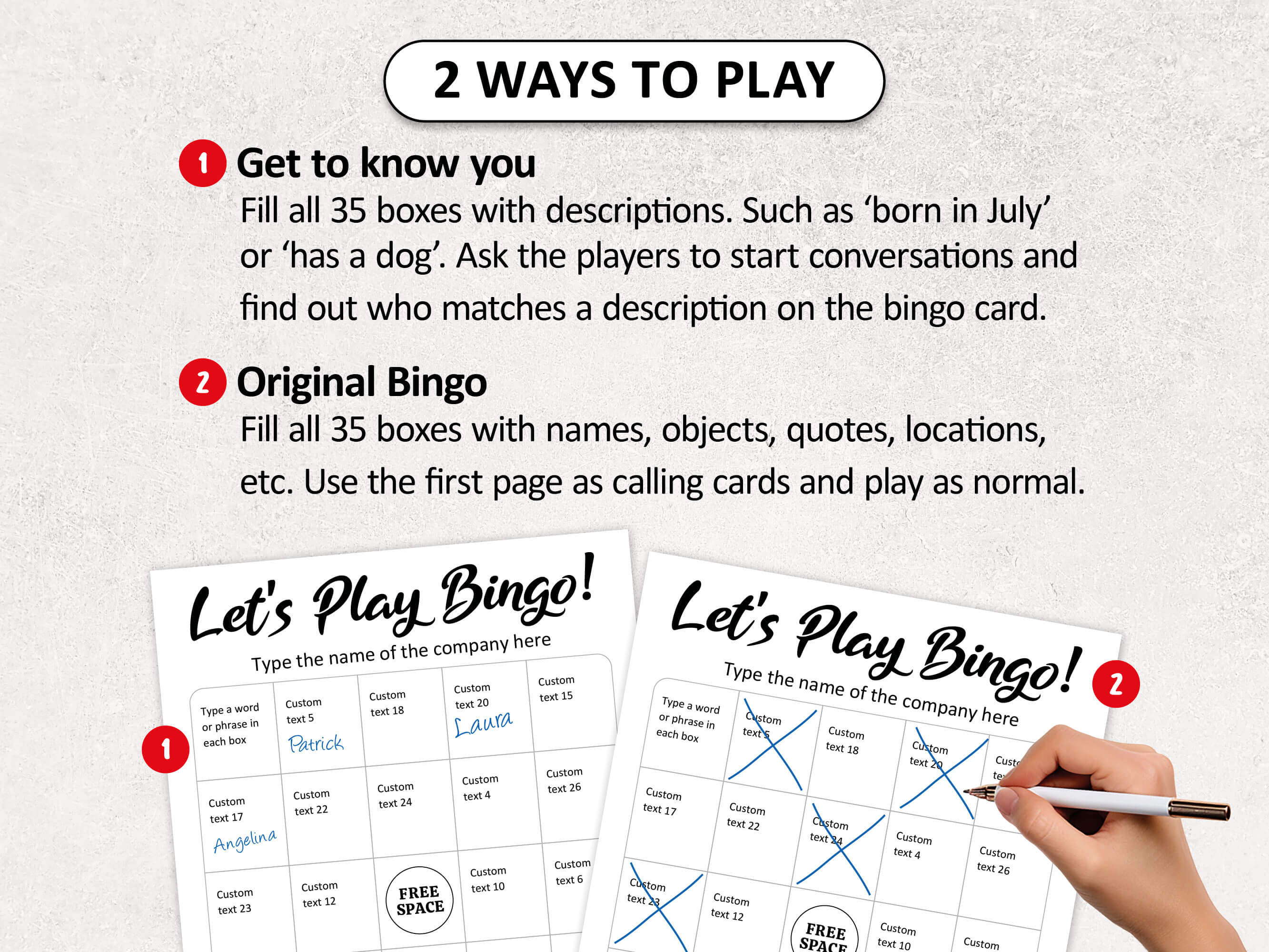 Get to Know You Bingo, 50 Personalized Bingo Cards, Custom Office Party ...