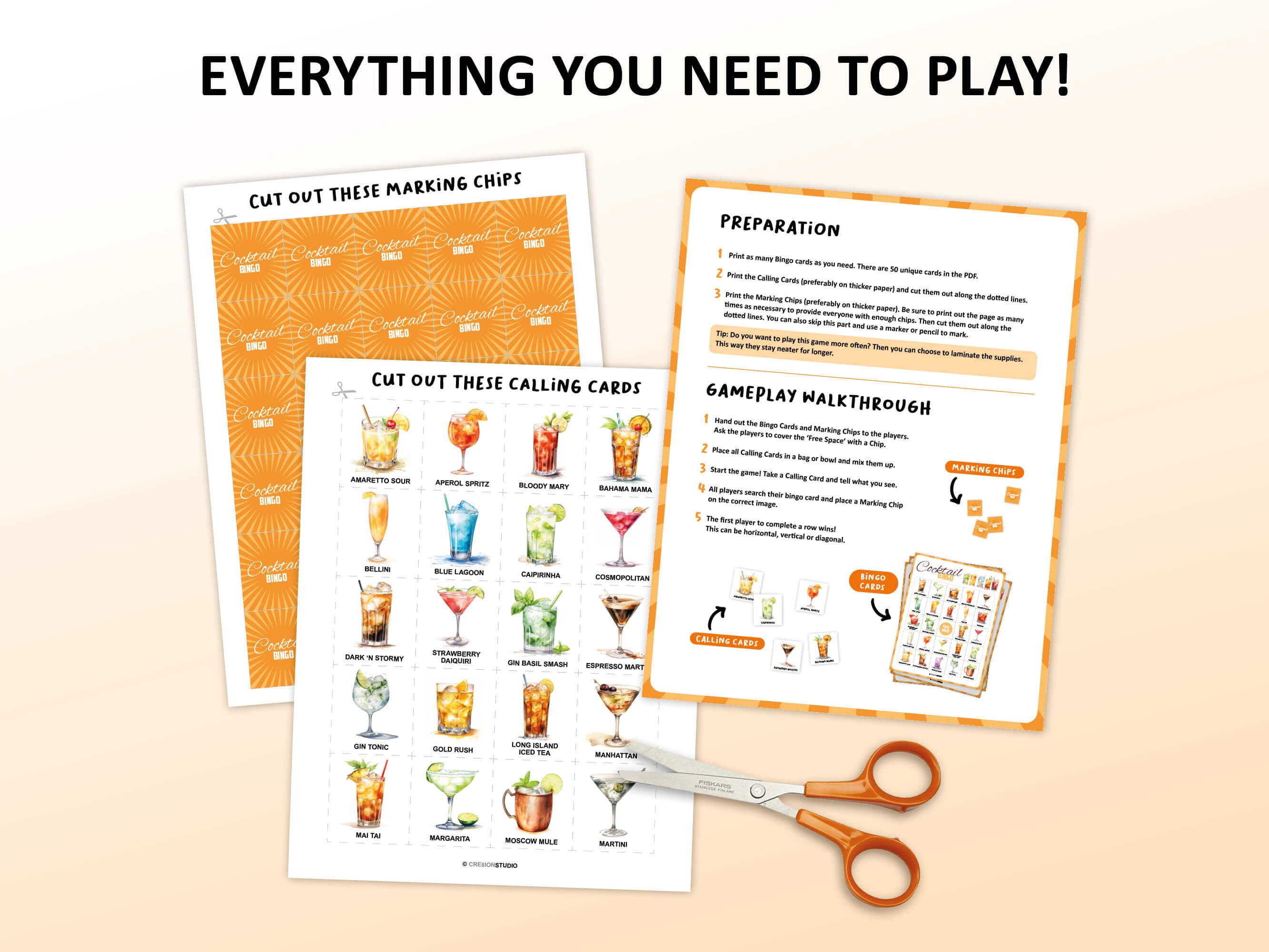 Cocktail Party Game, 50 Cocktail Bingo Cards, Bachelorette Party ...