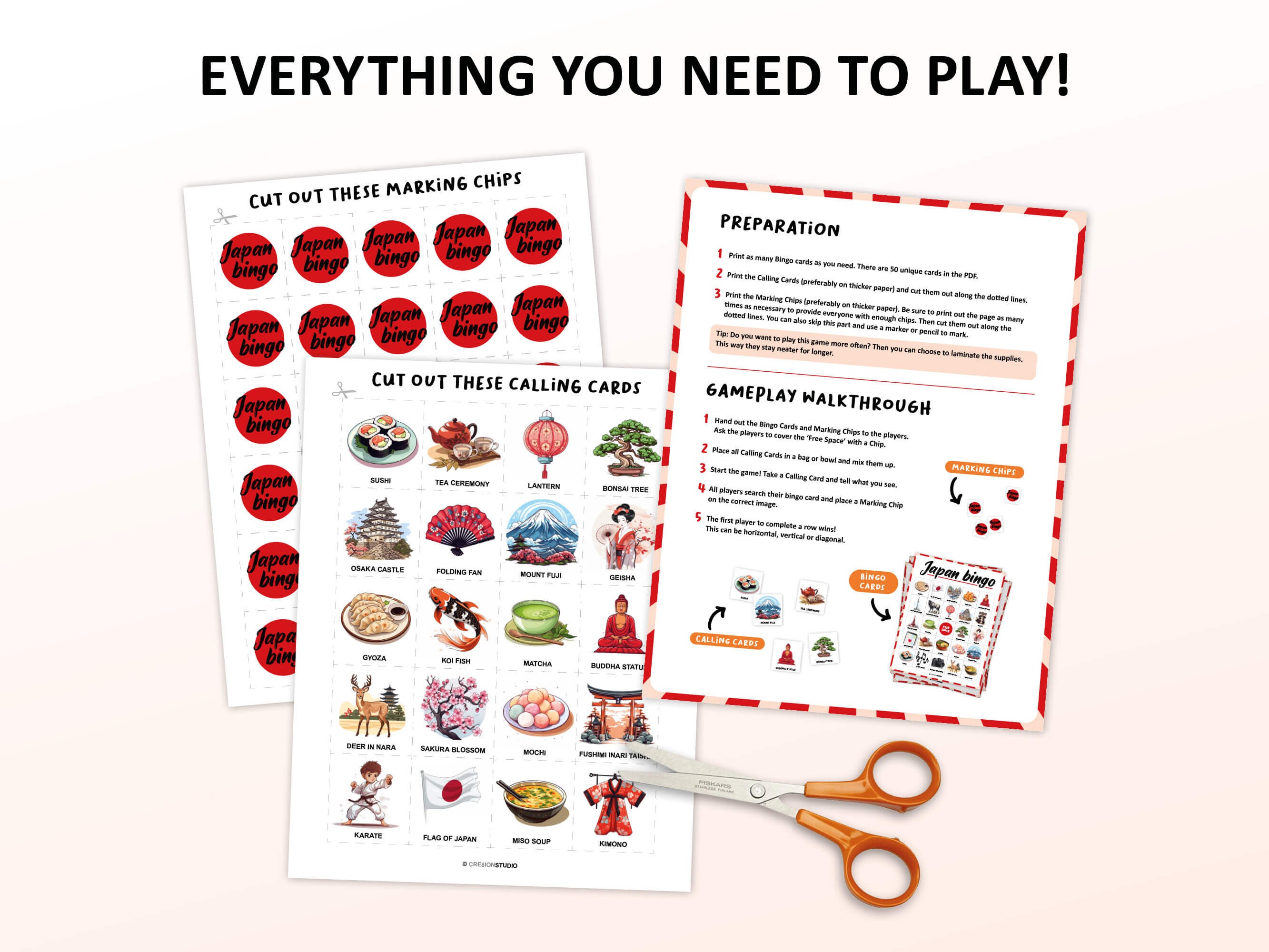 Japan Travel Bingo Game, 50 Bingo Cards, Asia Trip Vacation Activities ...