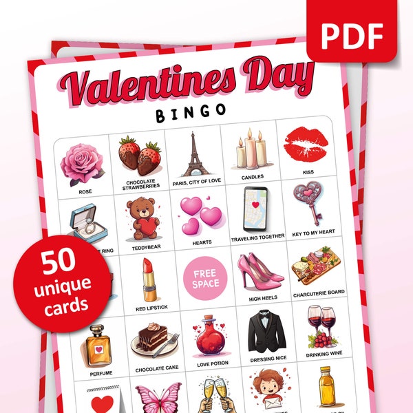 Valentine Bingo Cards - Etsy