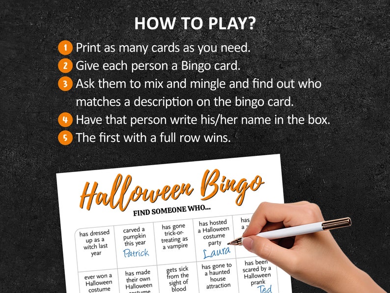 Halloween Bingo for Adults, Printable Halloween Party Games, Find the ...