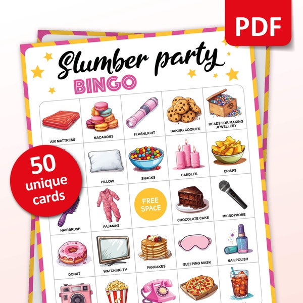 Pajama Party Bingo - Etsy