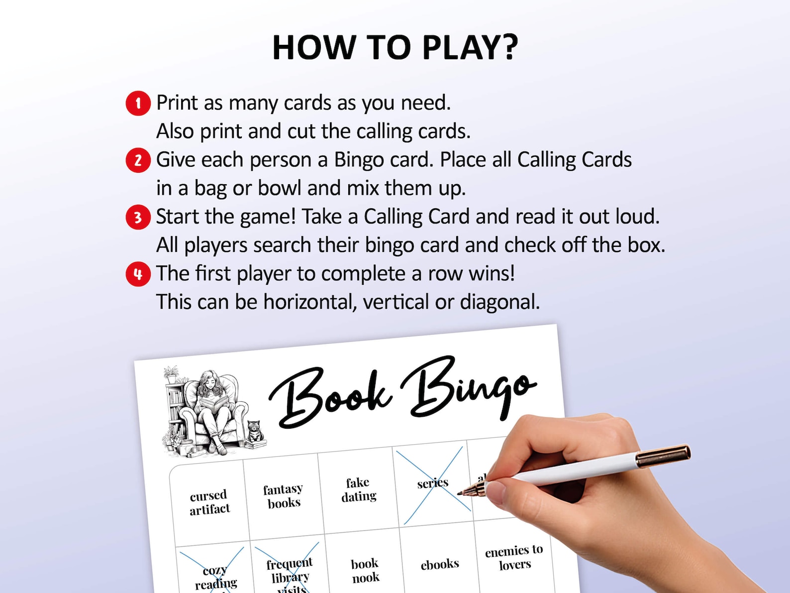 Book Bingo Game, 50 Book Bingo Cards, Book Club Activities, Girls Night ...