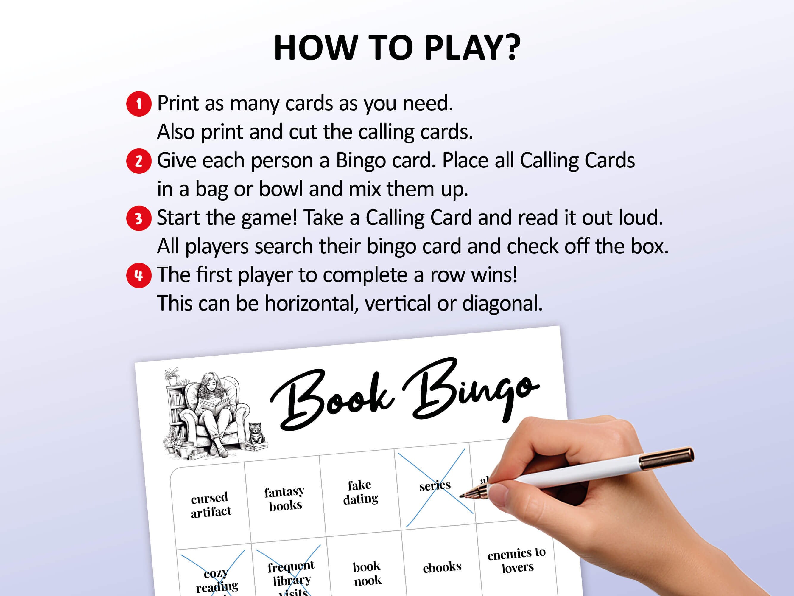 Book Bingo Game, 50 Book Bingo Cards, Book Club Activities, Girls Night ...