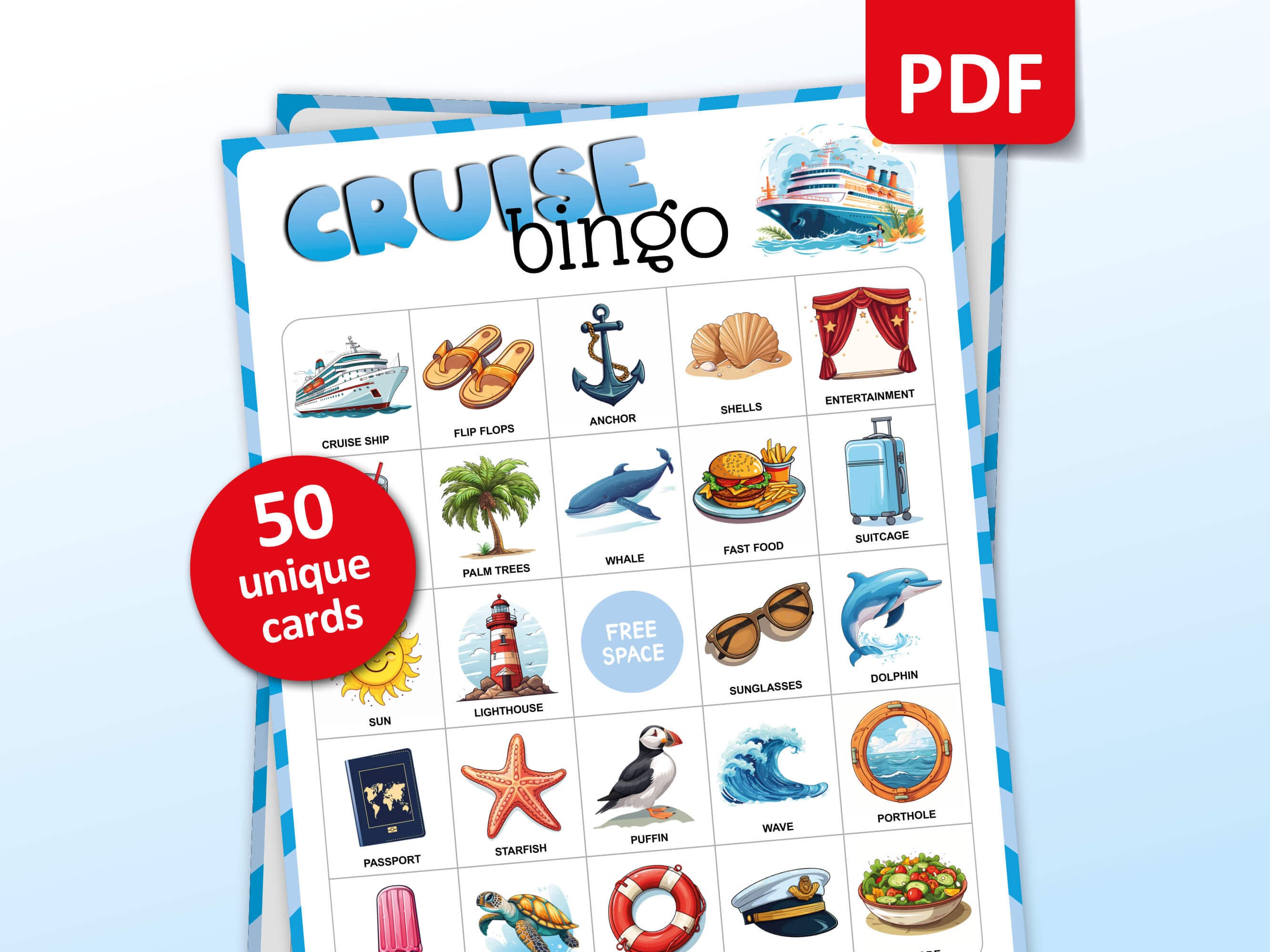 Cruise Bingo, 50 Cruise Vacation Bingo Cards, Travel Activities, Cruise ...