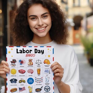 Labor Day Bingo, 50 Patriotic Bingo Cards, USA Party Game for Kids ...