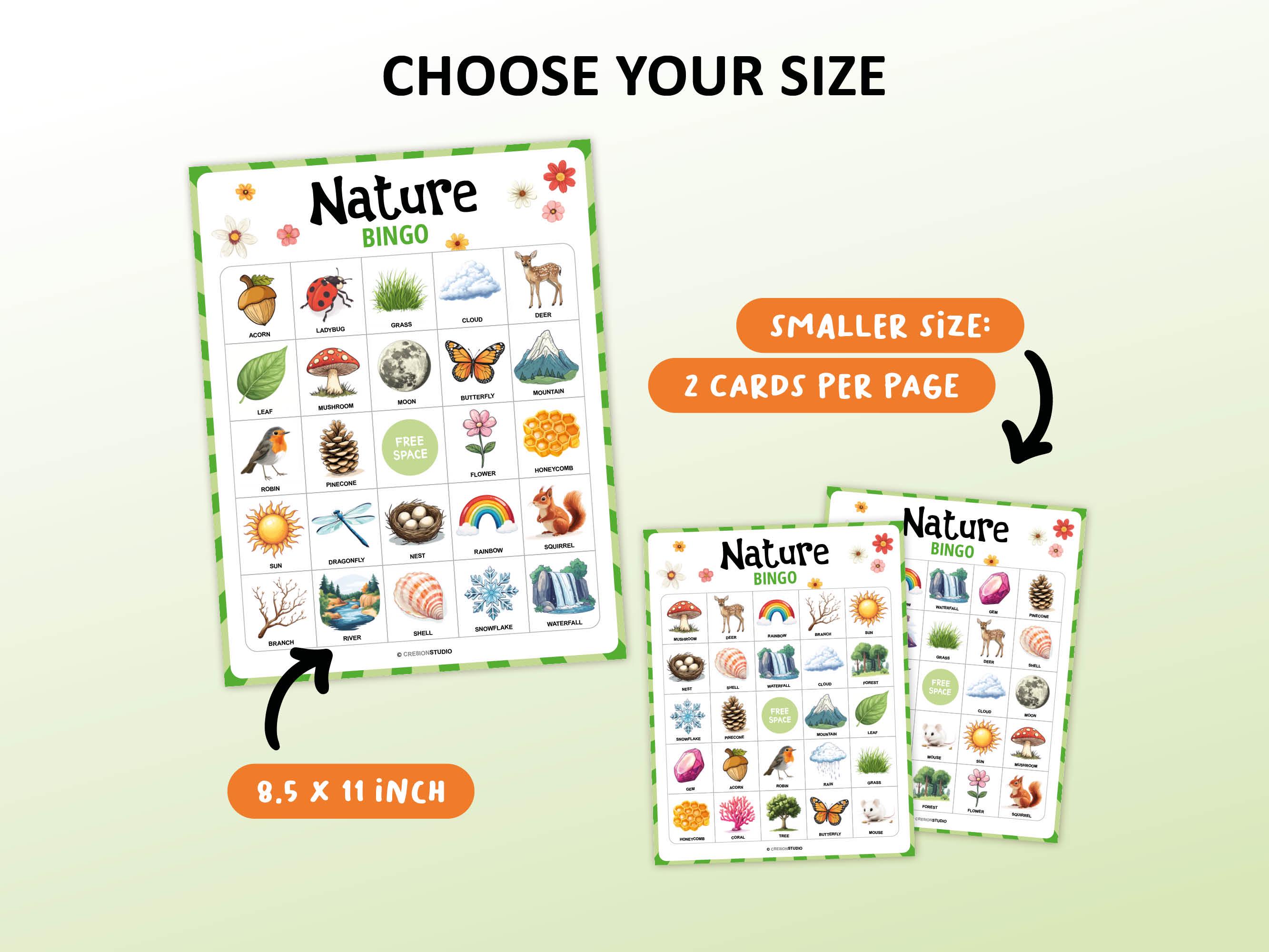 Nature Bingo, 50 Outdoor Bingo Cards, Nature Birthday Party Game ...