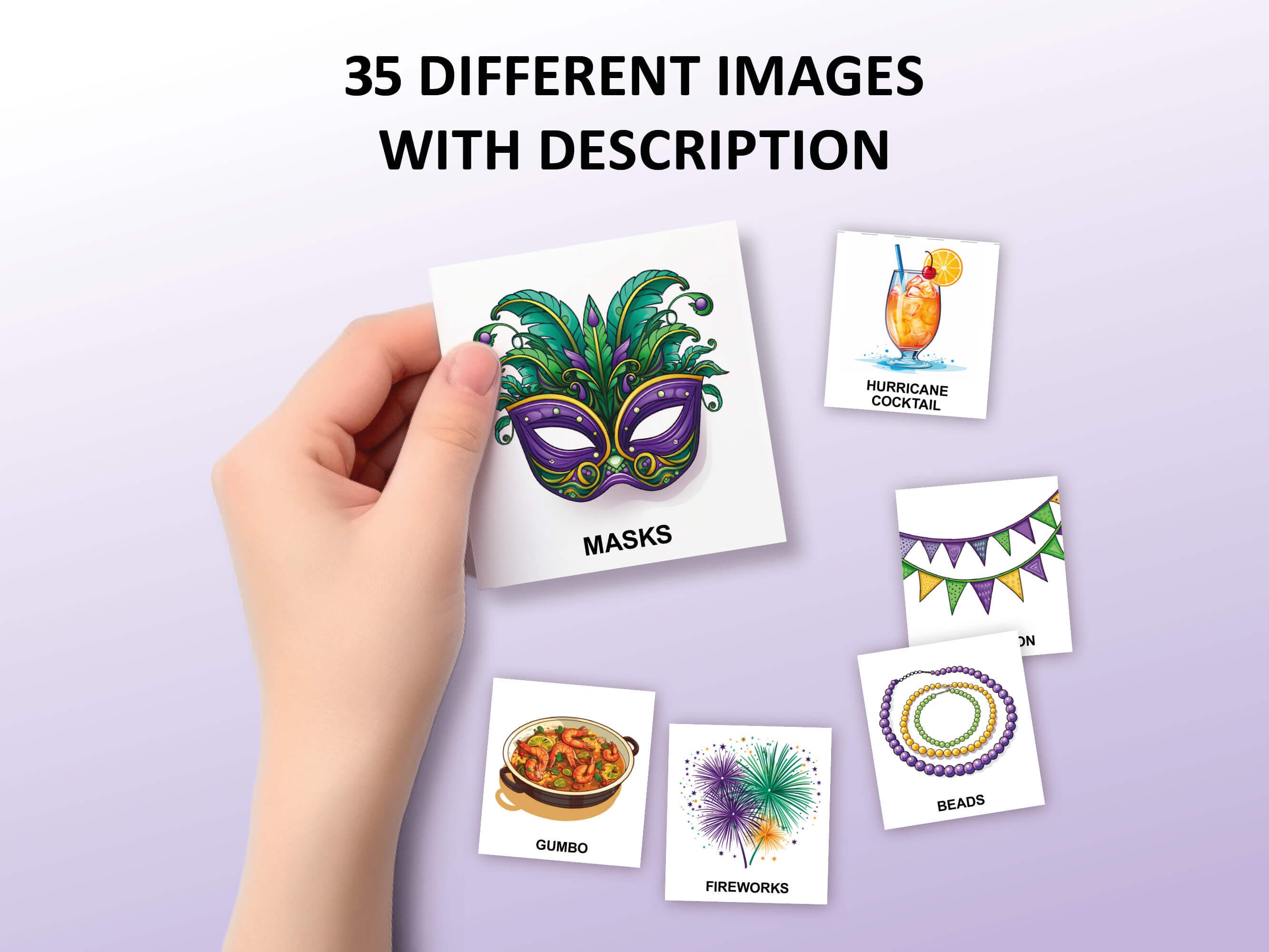 Mardi Gras Bingo, 50 Carnival Bingo Cards, Party Game for Kids and ...