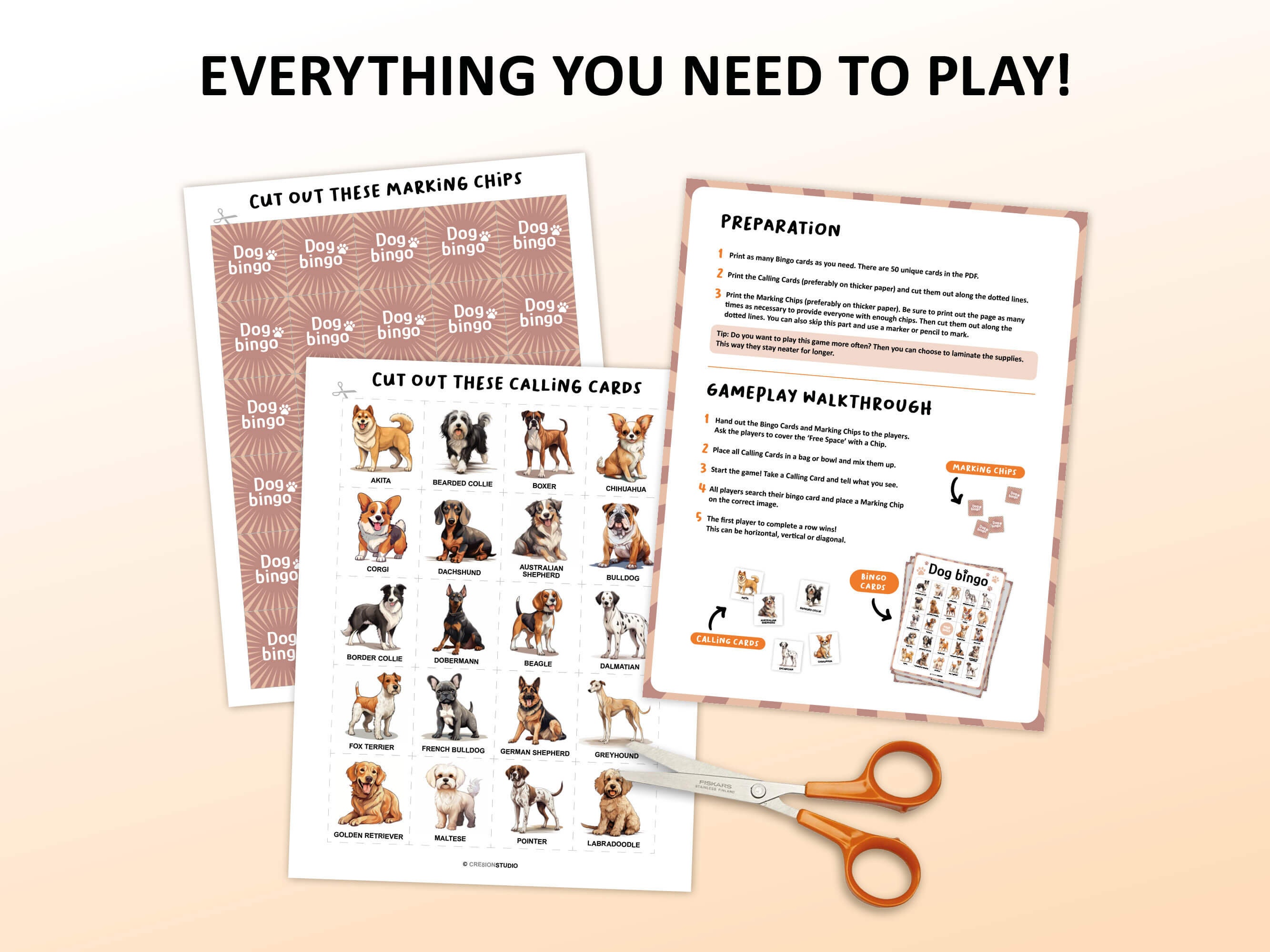 Dog Bingo, 50 Dog Bingo Cards, Birthday Activities, Kids Animal Party ...