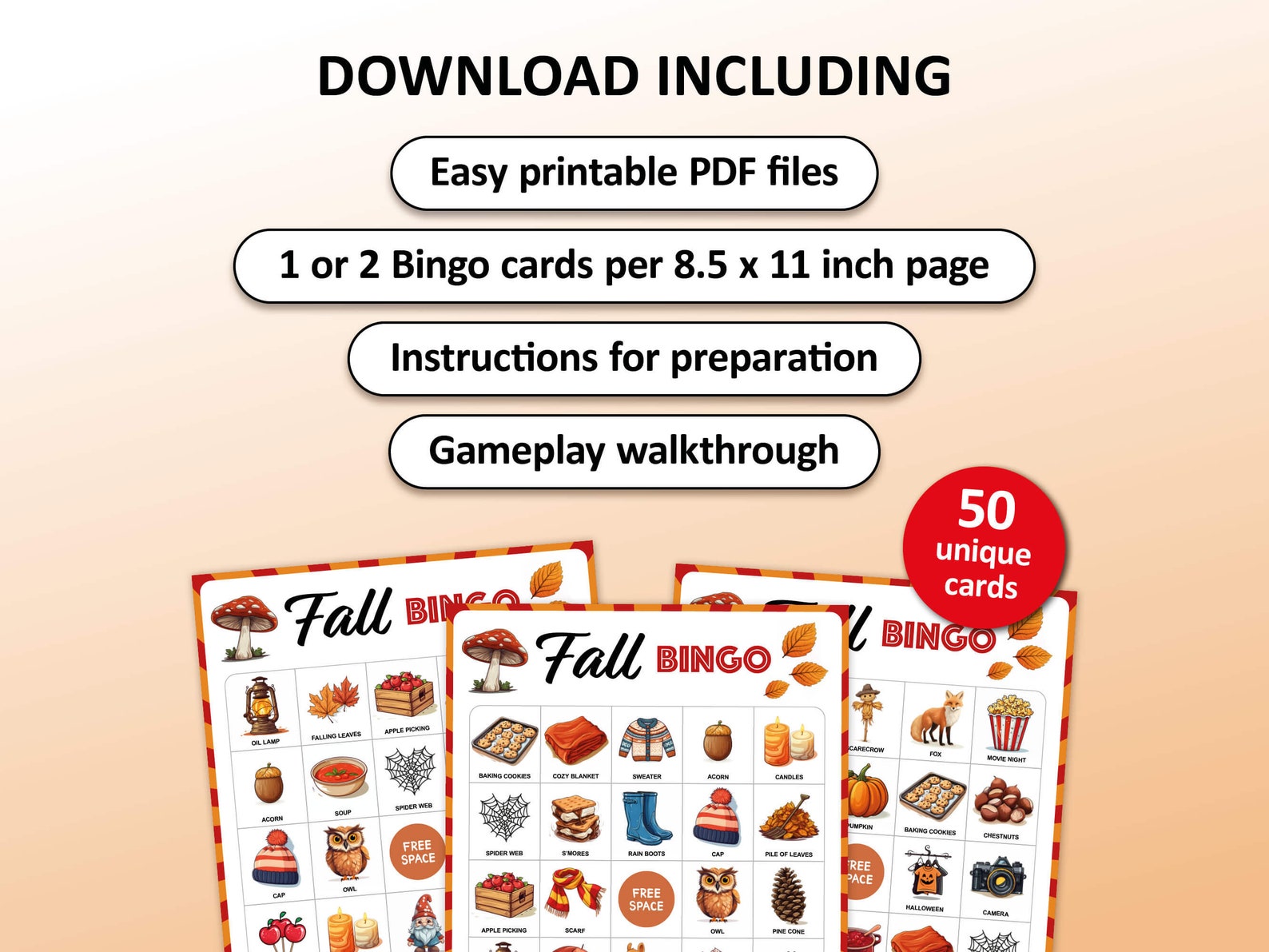Fall Bingo, 50 Fall Bingo Cards, Season Classroom Activities, School ...