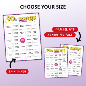90s Songs Music Bingo, 100 Bingo Cards + Spotify Playlist, Birthday ...